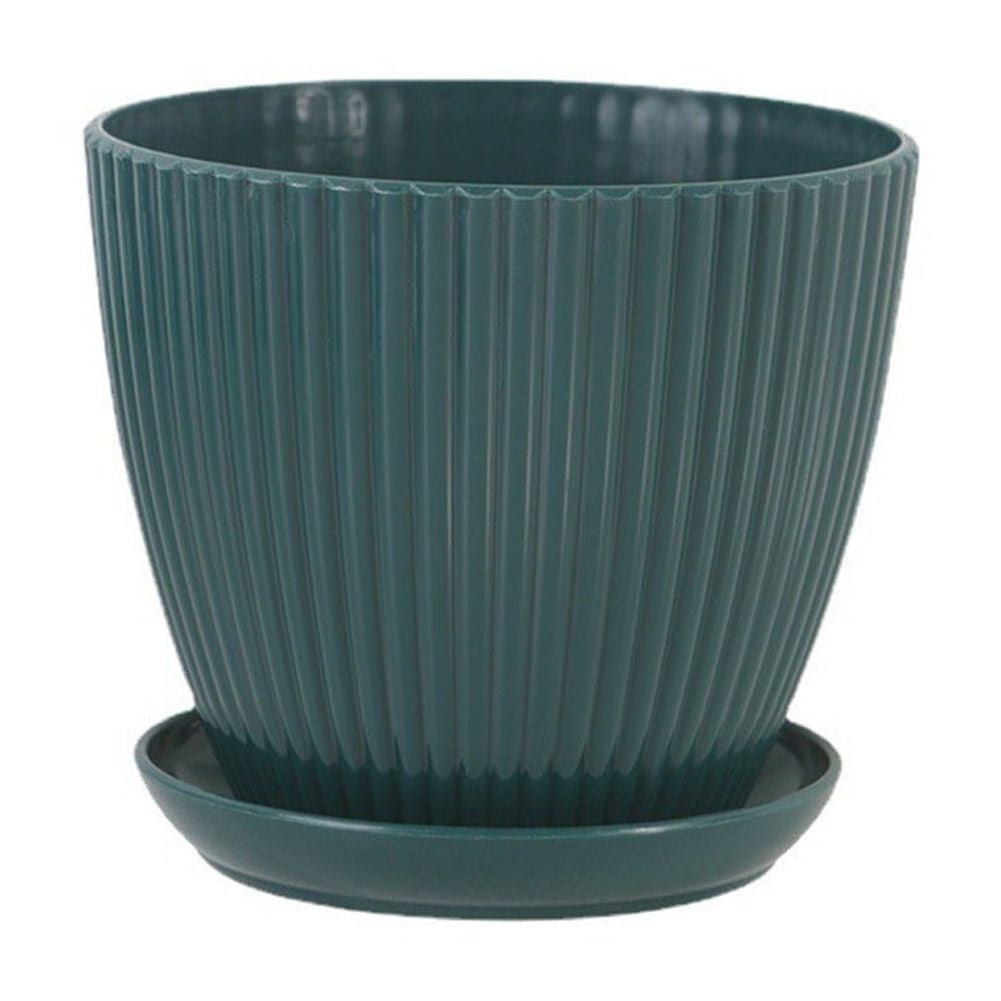 Plastic Green Plant Pot Circular Pot Delivery Tray Vertical Striped ...