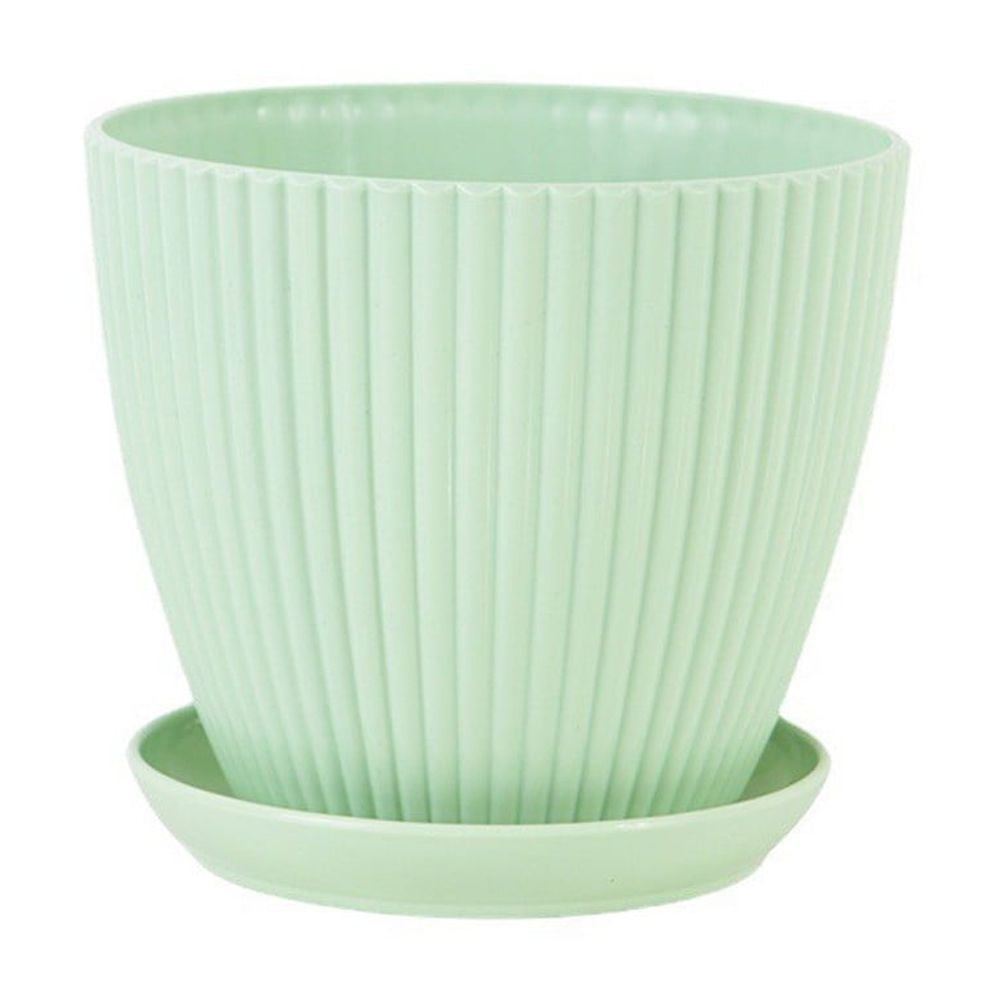 Plastic Green Plant Pot Circular Pot Delivery Tray Vertical Striped ...