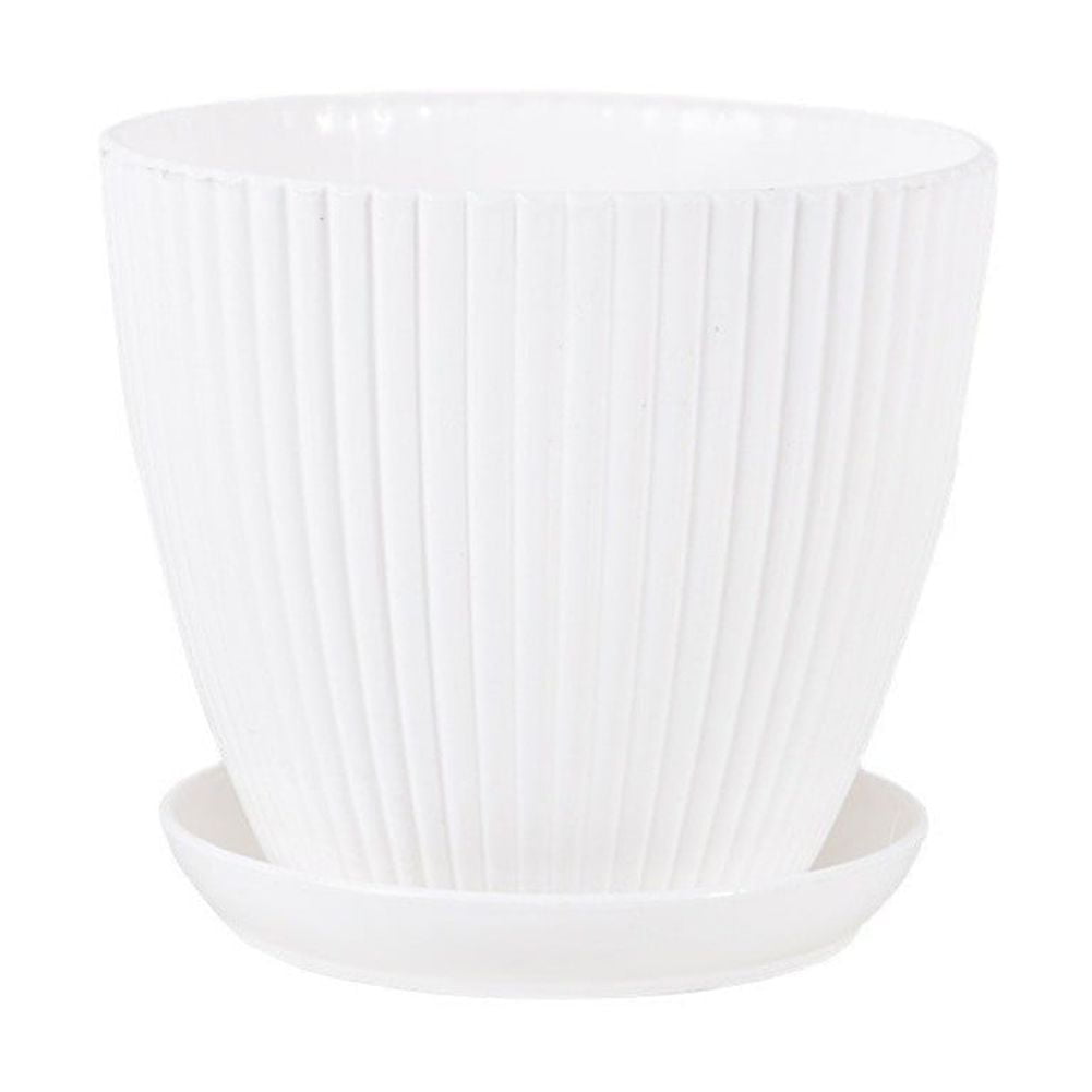Plastic Green Plant Pot Circular Pot Delivery Tray Vertical Striped ...