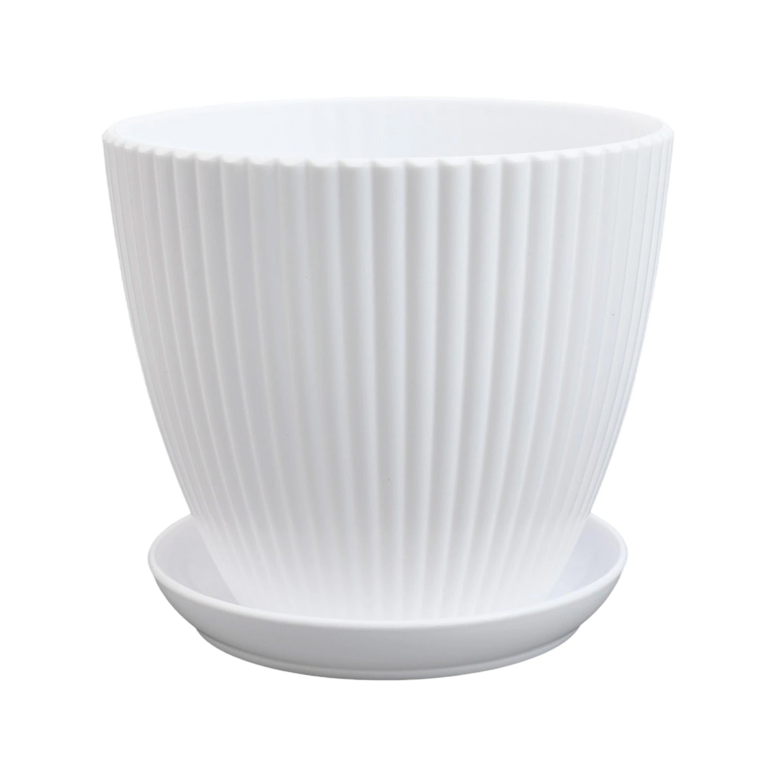 Plastic Green Plant Pot Circular Pot Delivery Tray Vertical Striped ...