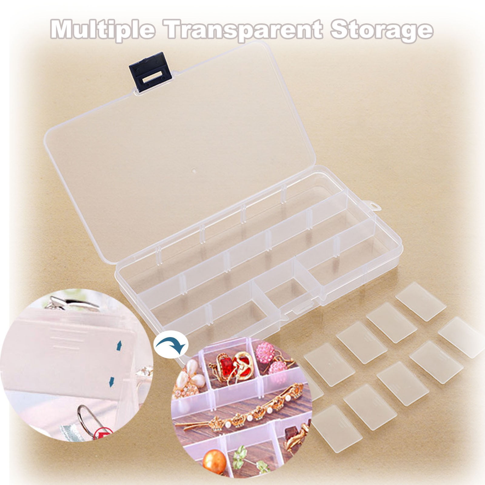 Plastic Grid Box Storage Organizer, Adjustable Dividers Travel Small ...