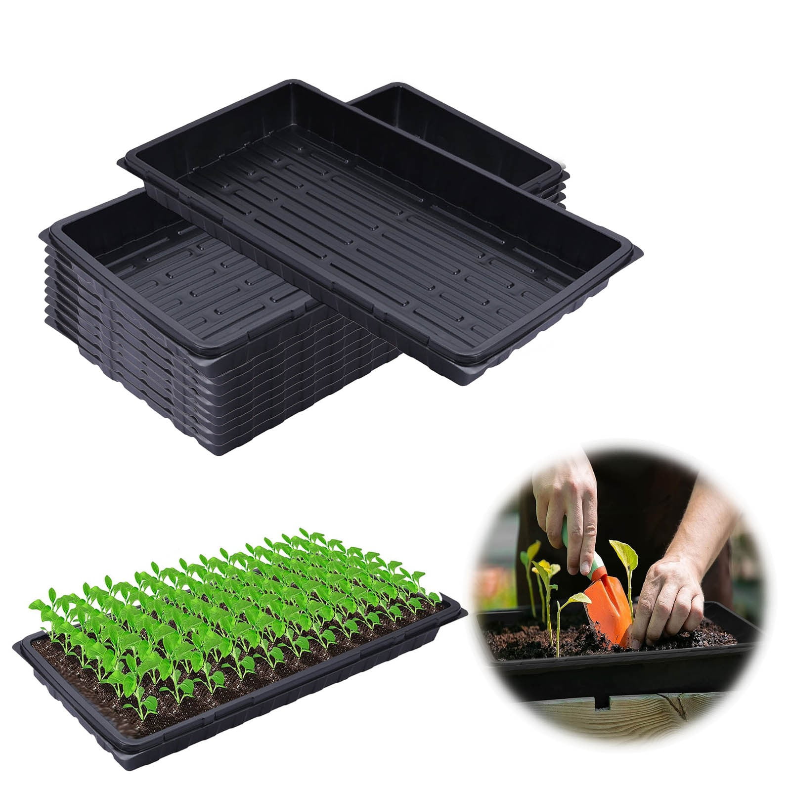 Plastic Growing Trays, 10 PCS , 22x12, Plant Tray, Seedling Tray ...