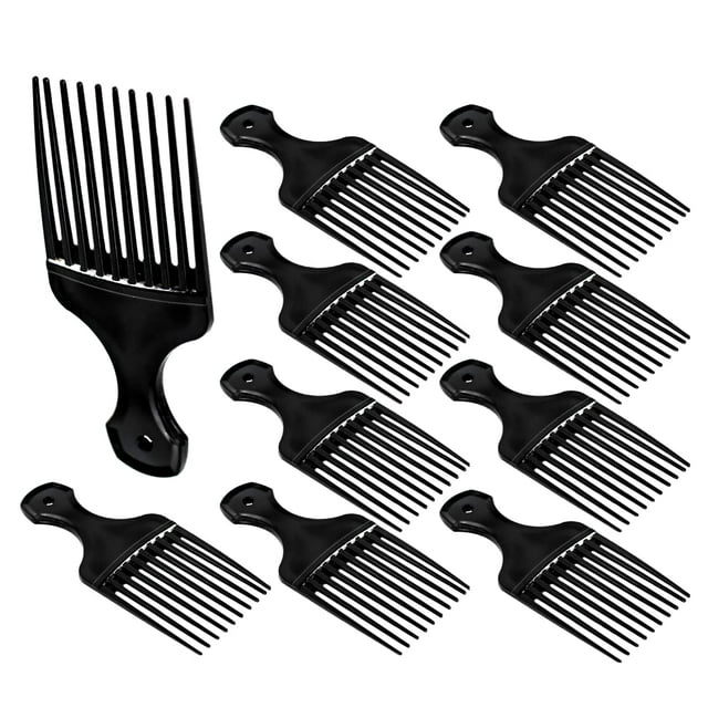 Plastic Hair Pick Comb – Wide Tooth Afro Lift Picks - Pack of 10 Combs - 5.25 Inch - for Hair ...