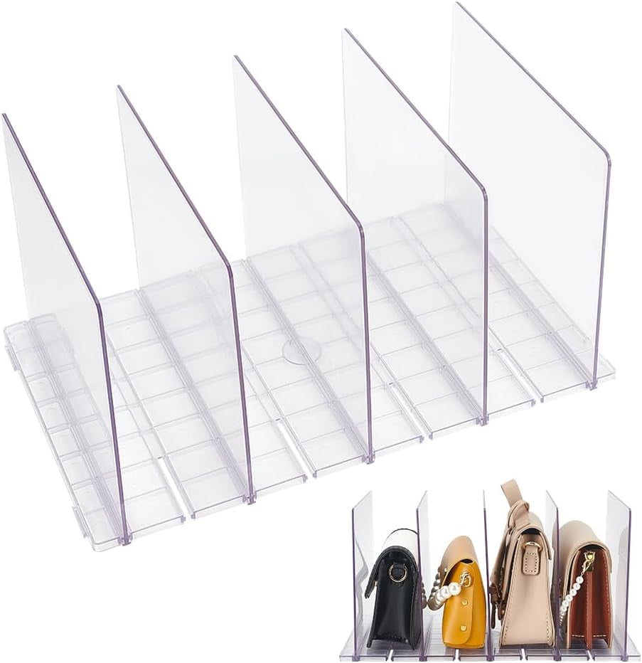 Plastic Handbag Display Case for Closet Plastic Bag Divided Organizer ...