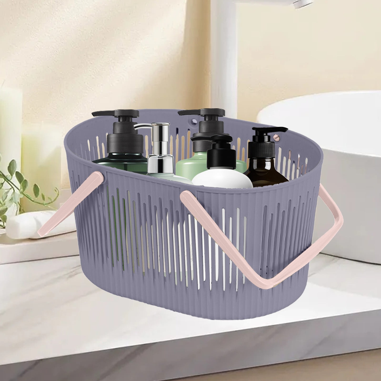 Plastic Handheld Bath Storage Basket | Rectangular Design with Color ...