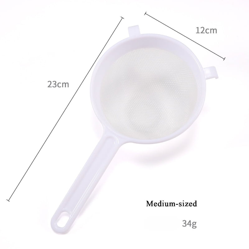 Plastic Handheld Fine Mesh Strainer Scoop with Handle for Flour, Tea ...