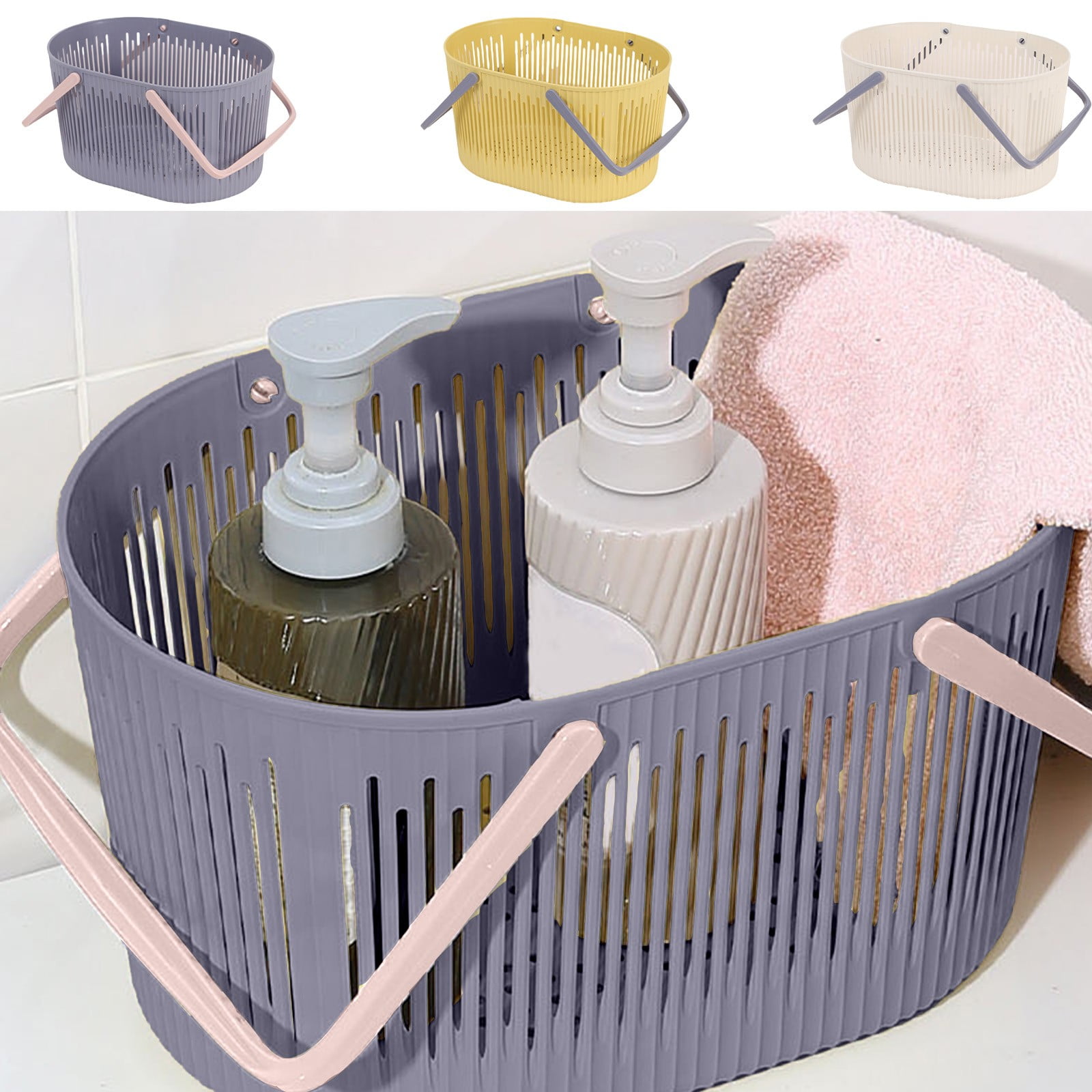 Plastic Handheld Shower Caddy with Drainage Holes Large Capacity ...