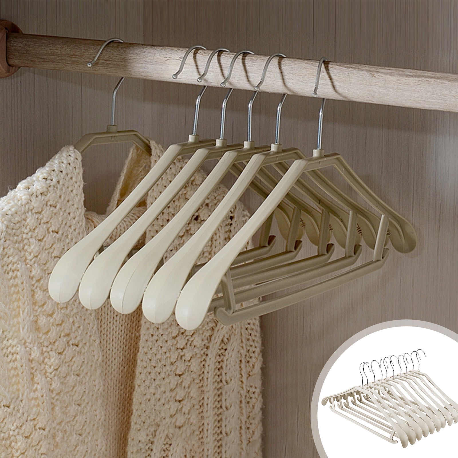 Plastic Hangers 10 Pack, Non Slip Slim Clothes Hangers, Heavy Duty Thin ...
