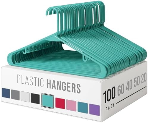 Plastic Hangers 100 Pack Aqua - Clothes Hangers - Makes The Perfect ...