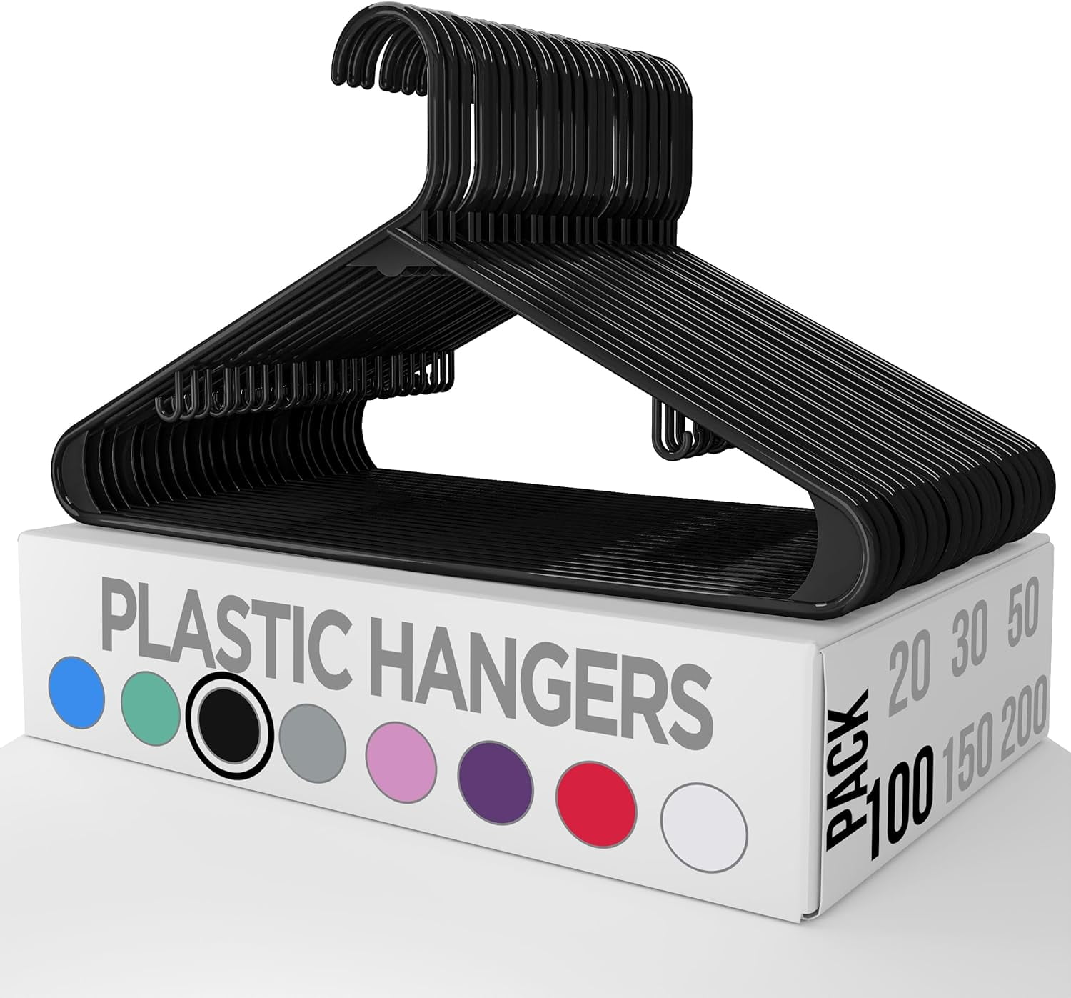Plastic Hangers 100 Pack - Clothes Hanger with Hooks - Durable & Space ...