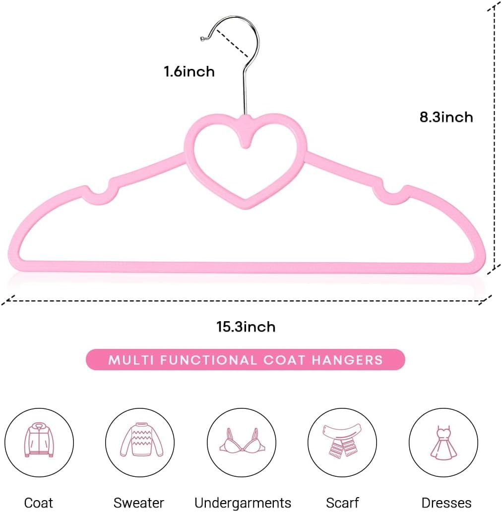 Plastic Hangers 50 Pack, Heart-Shaped Clothes Hanger Ultra Thin Space ...