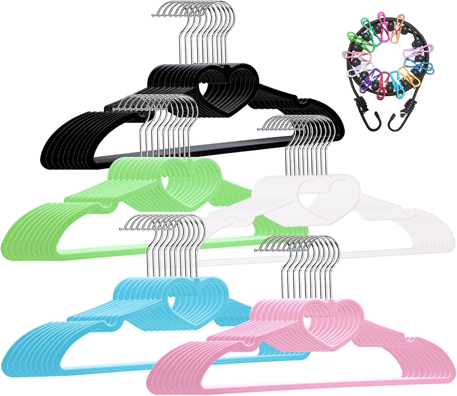 Plastic Hangers 50 Pack, Heart-Shaped Clothes Hanger Ultra Thin Space ...