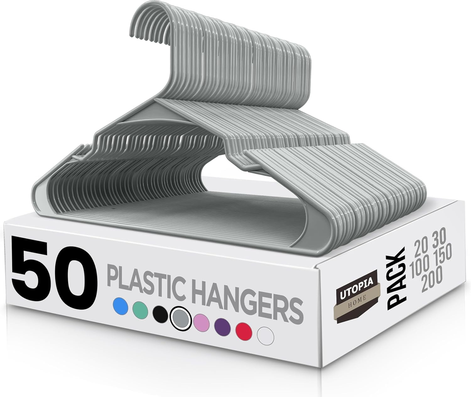Plastic Hangers 50 Pack - Perfect Space Saving Clothes Hanger - Durable ...
