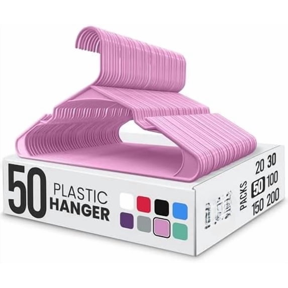 Plastic Hangers 50 Pack - Perfect Space Saving Clothes Hanger - Durable ...