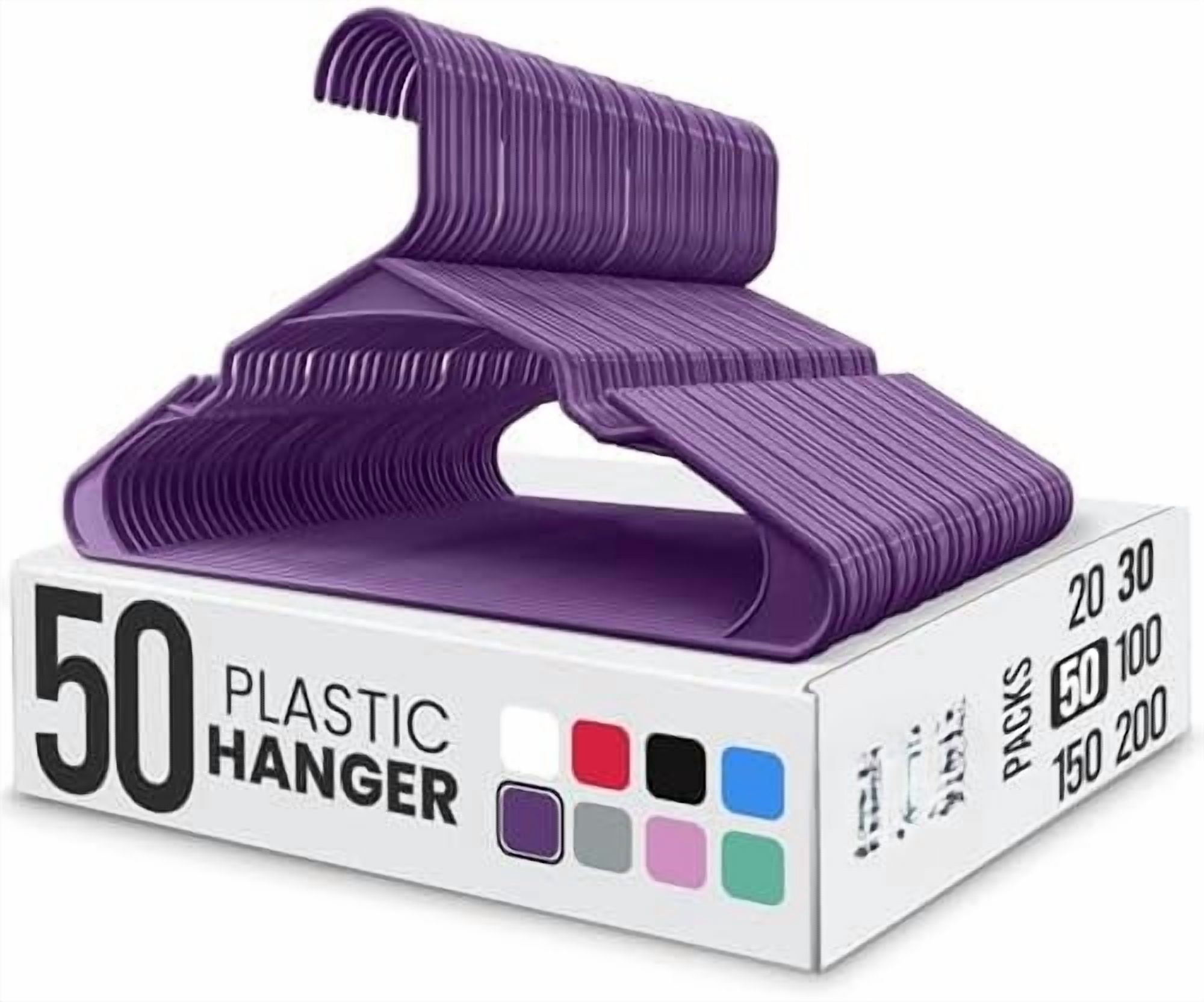 Plastic Hangers 50 Pack - Perfect Space Saving Clothes Hanger - Durable ...