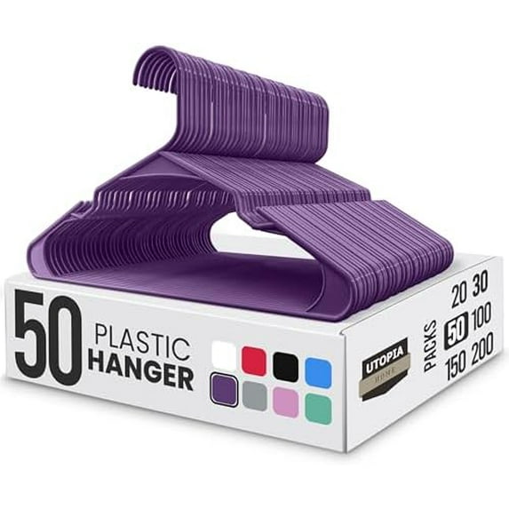 Plastic Hangers 50 Pack - Perfect Space Saving Clothes Hanger - Durable ...