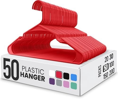 Plastic Hangers 50 Pack - Perfect Space Saving Clothes Hanger - Durable ...