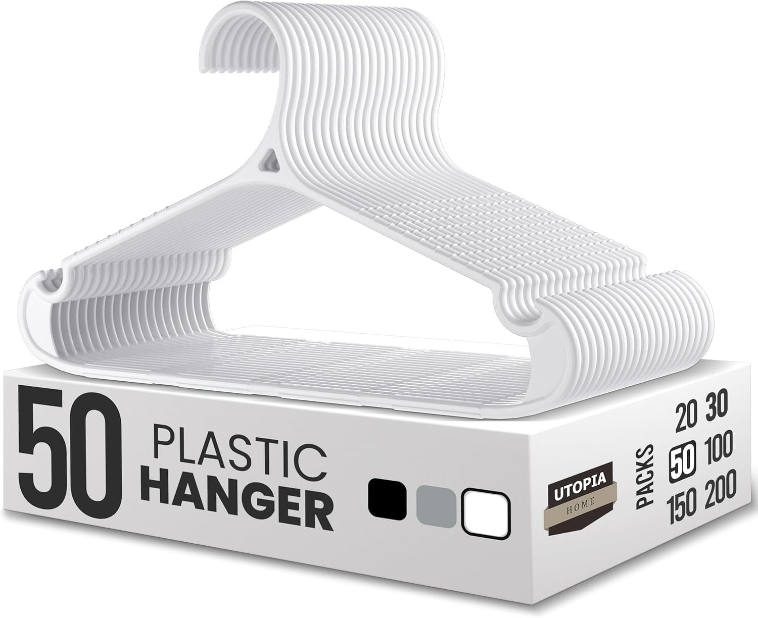 Plastic Hangers 50 Pack for Shirts & Pants – Space-Saving Heavy Duty ...