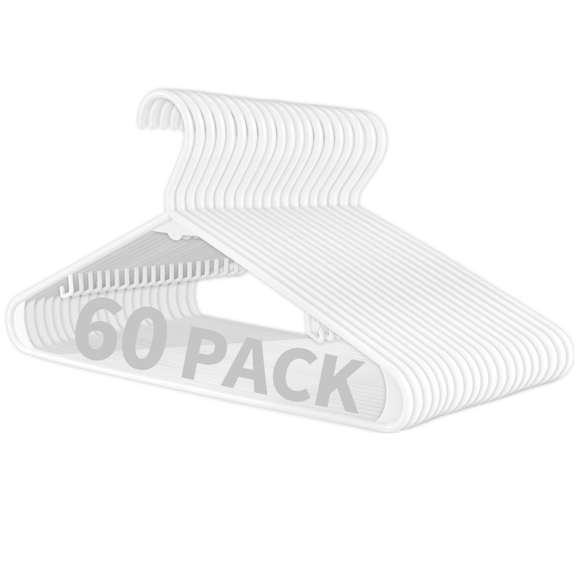 Plastic Hangers 60 Pack - Clothes Hanger with Hooks - Durable & Space ...