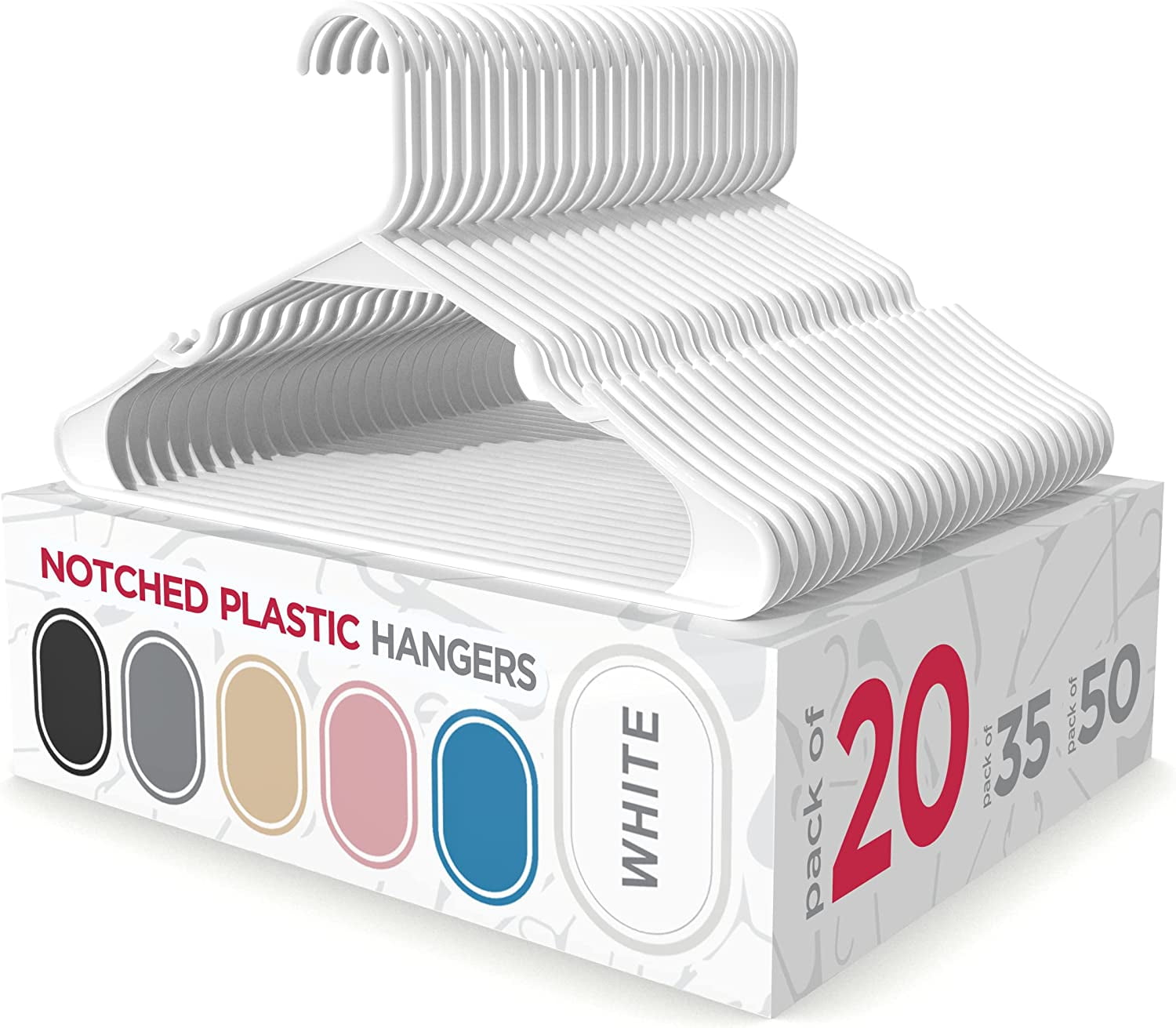 Plastic Hangers - Adult Clothes Hangers - T-Shirt, Dress, Coat Hangers ...