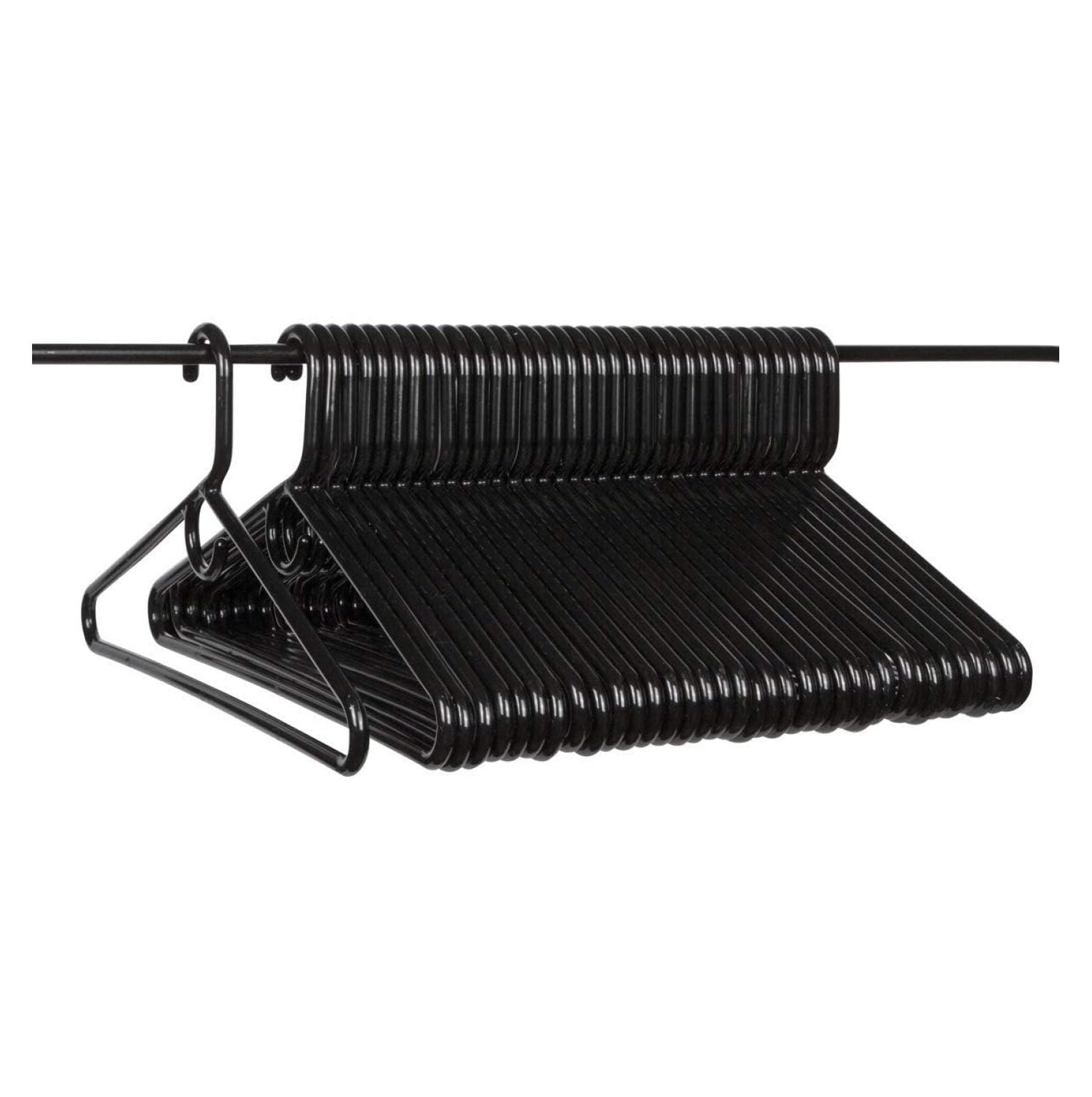 Plastic Hangers Heavy Duty, 24 Pcs. Black Color, Made in USA, 3/8 ...