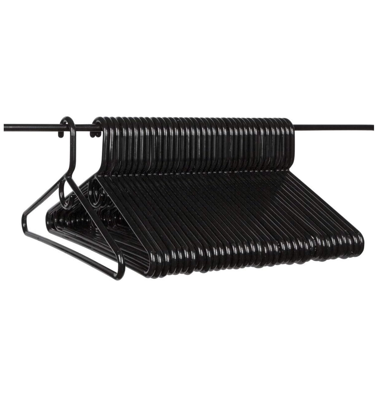 Plastic Hangers Heavy Duty, 24 Pcs. Black Color, Made in USA, 3/8 ...