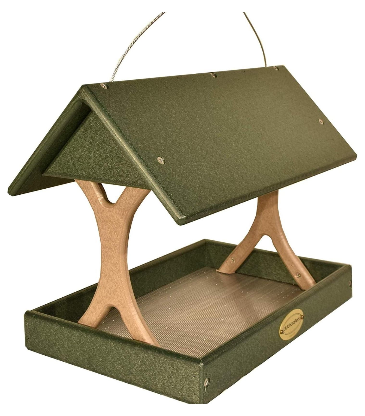 Plastic Hanging Fly Through Feeder, Covered Fly-Thru Mesh Tray Wild ...