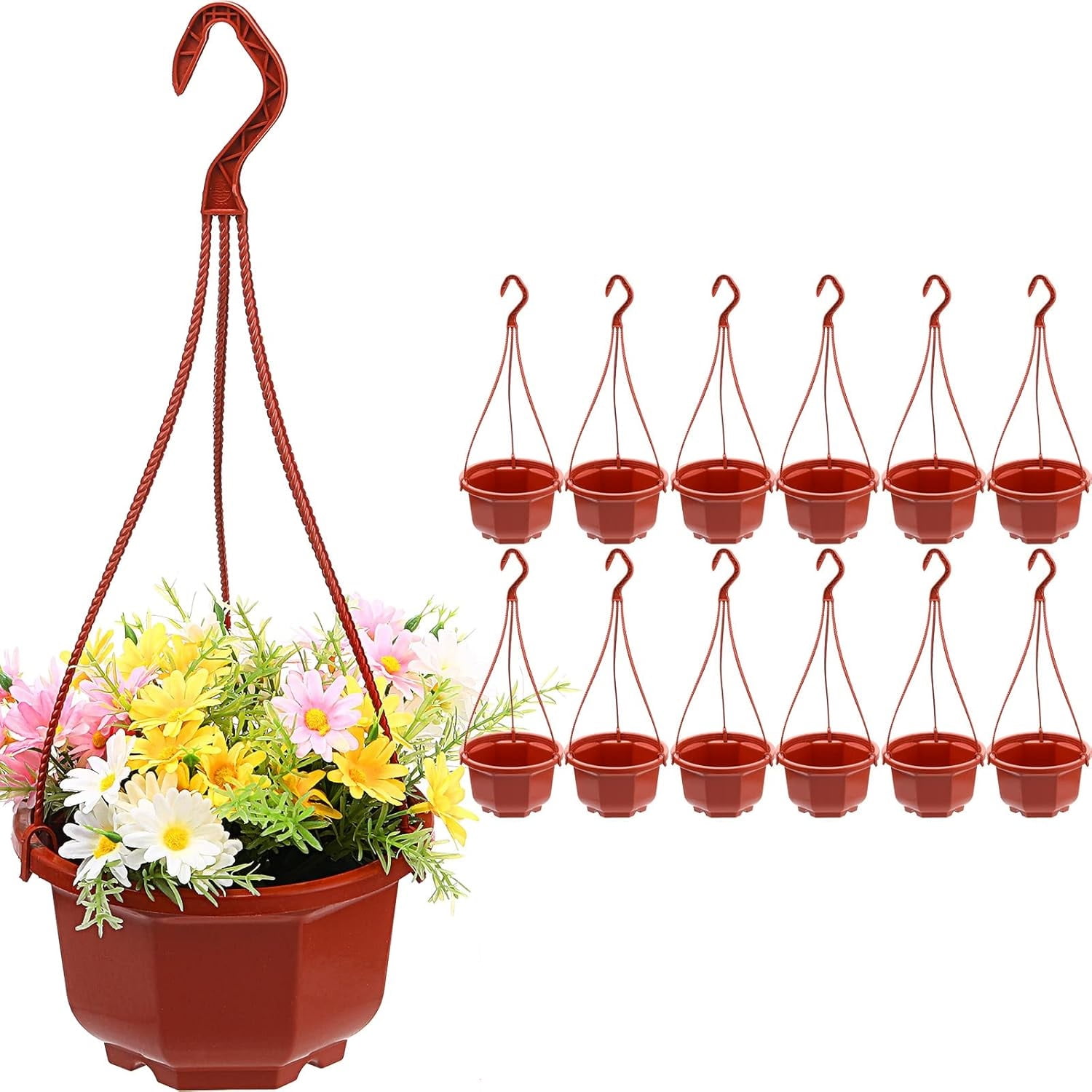 Plastic Hanging Planter Hanging Flower Plant Pots with Hook Hanging Pot ...