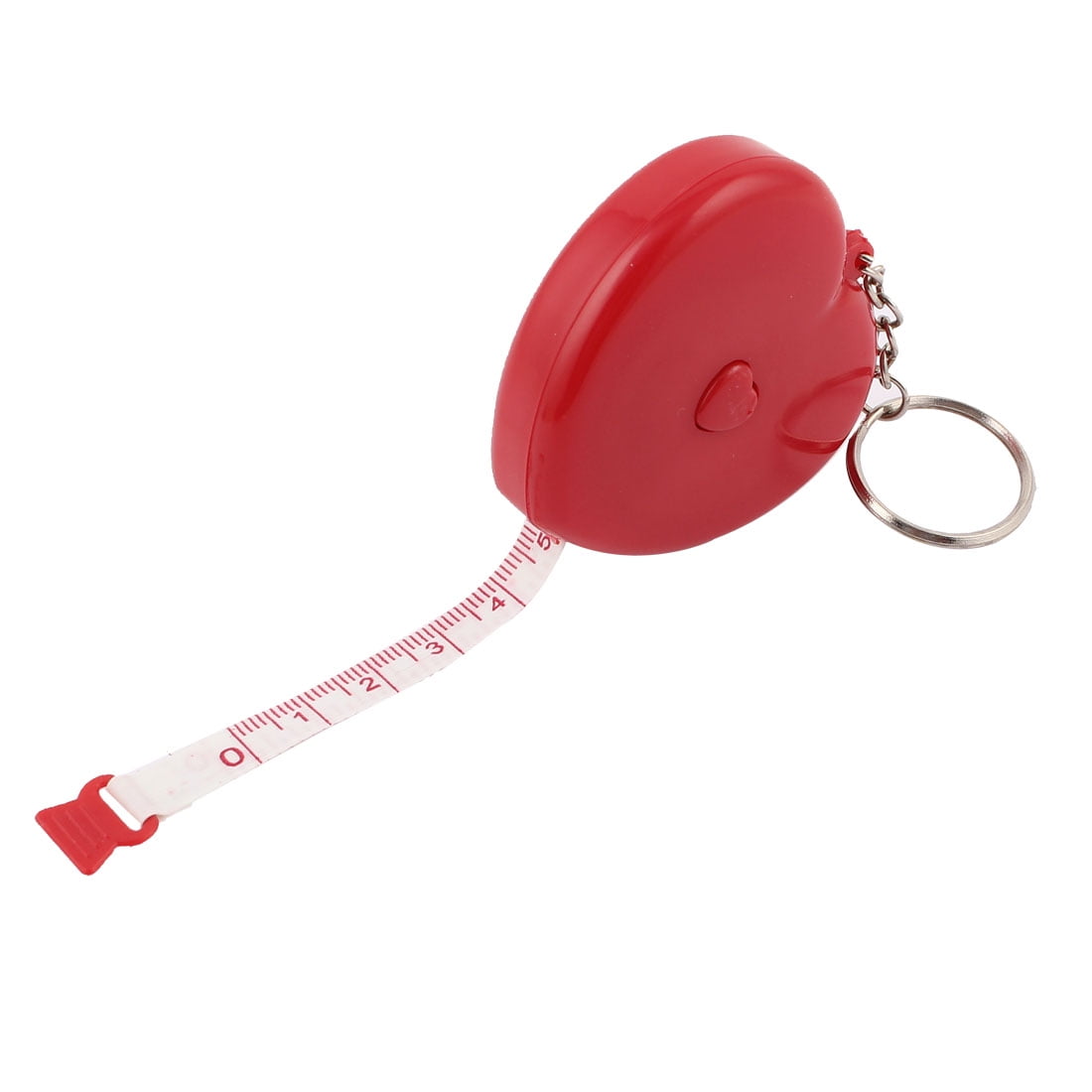 Plastic Heart Shaped Retractable Measuring Tape Ruler Keyring 1.5M Red ...