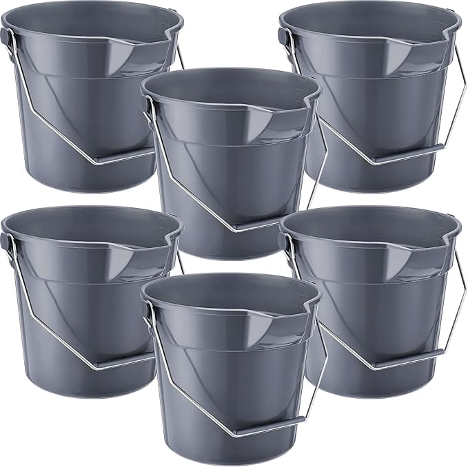 Plastic Heavy-Duty Cleaning Buckets with Handles and Nozzles, 2.5 ...