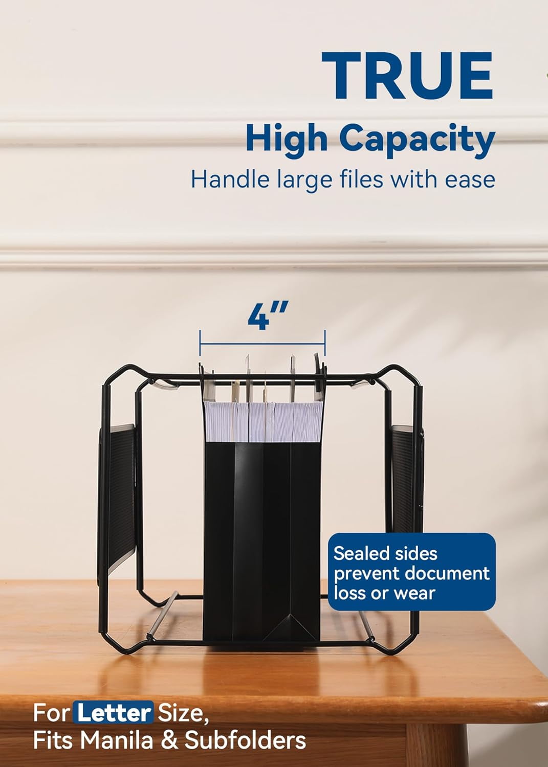 Plastic High Capacity Hanging File Folders, 4" Expanding Pocket with ...