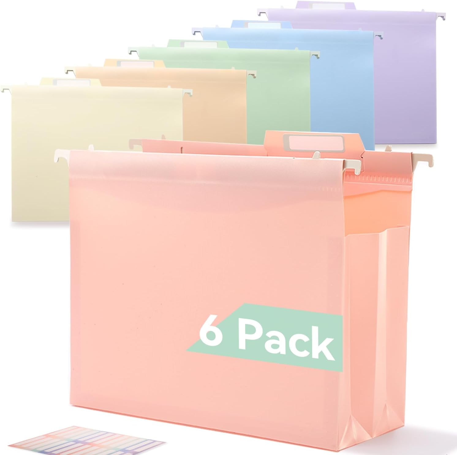 Plastic High Capacity Hanging File Folders, Pastel Colors, 4" Expanding ...