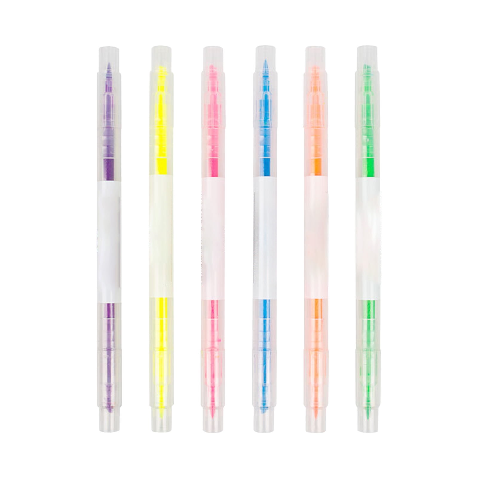 Plastic Highlighters Double Tip Colour Pens 6 Colour Highlighters 6pcs ...