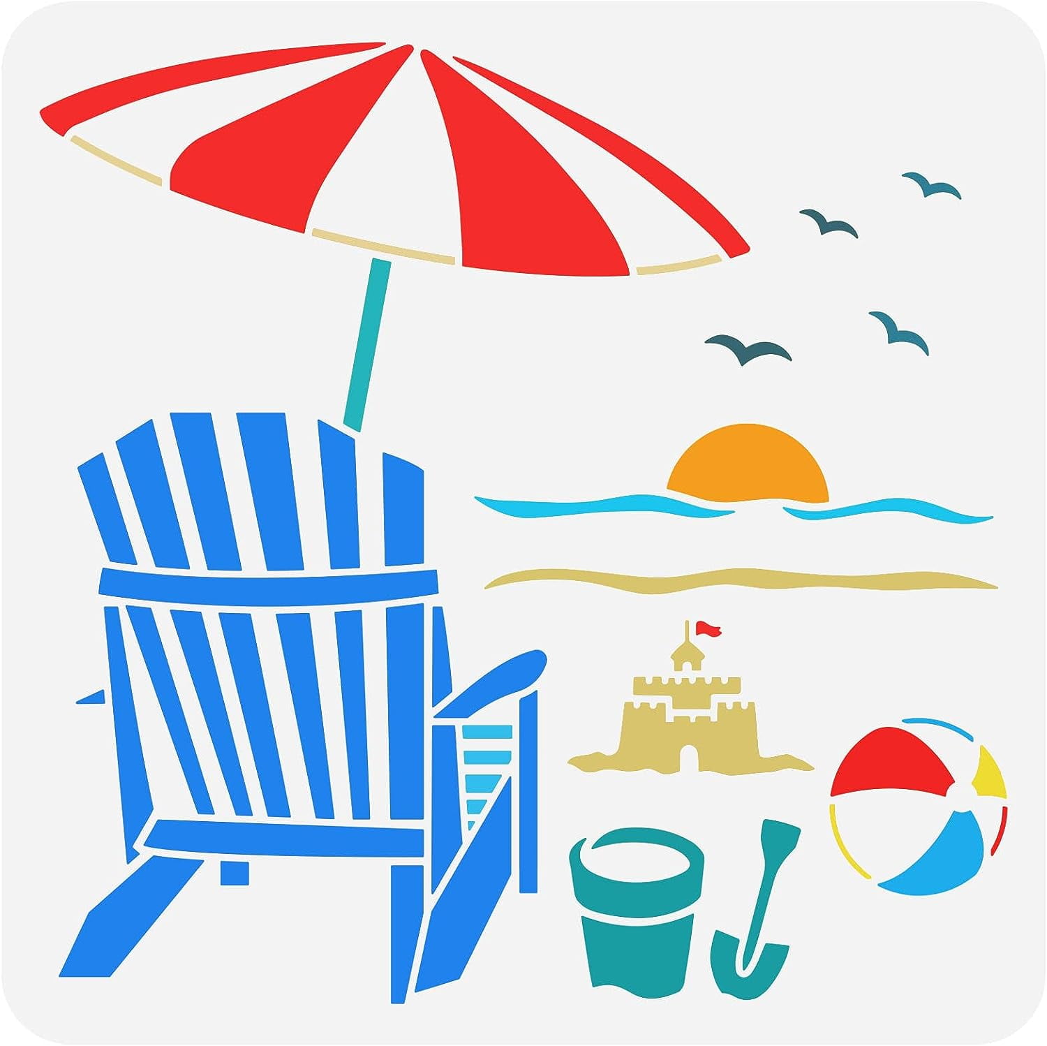 Plastic Hollow Out Drawing Painting Stencils Beach Chair Pattern for ...