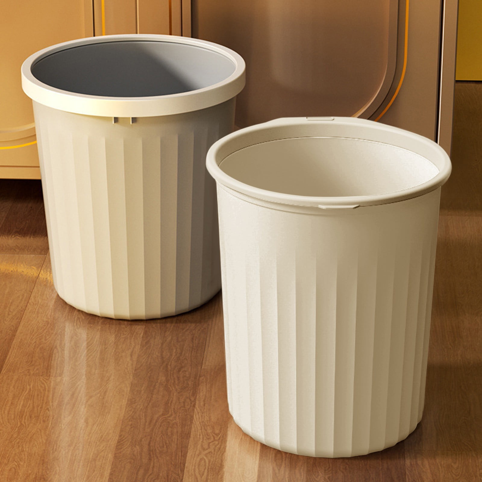 GBAYXJ—Trash Can With Pressing Ring Plastic Wastebasket Round Garbage ...