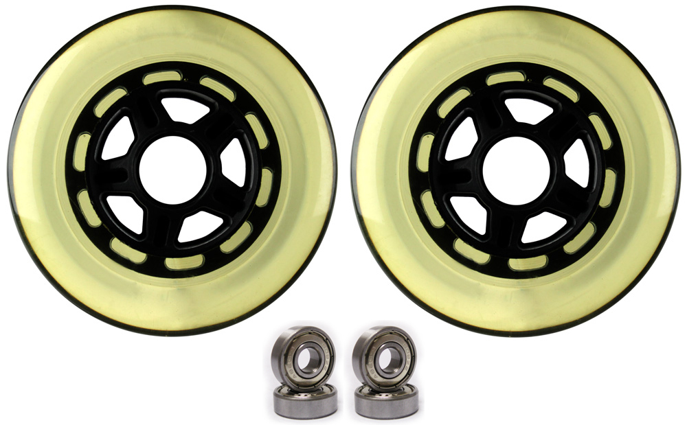 Plastic Hub Scooter Wheels Black/Clear 5 Spoke Hub 100mm 2-Pack With ...