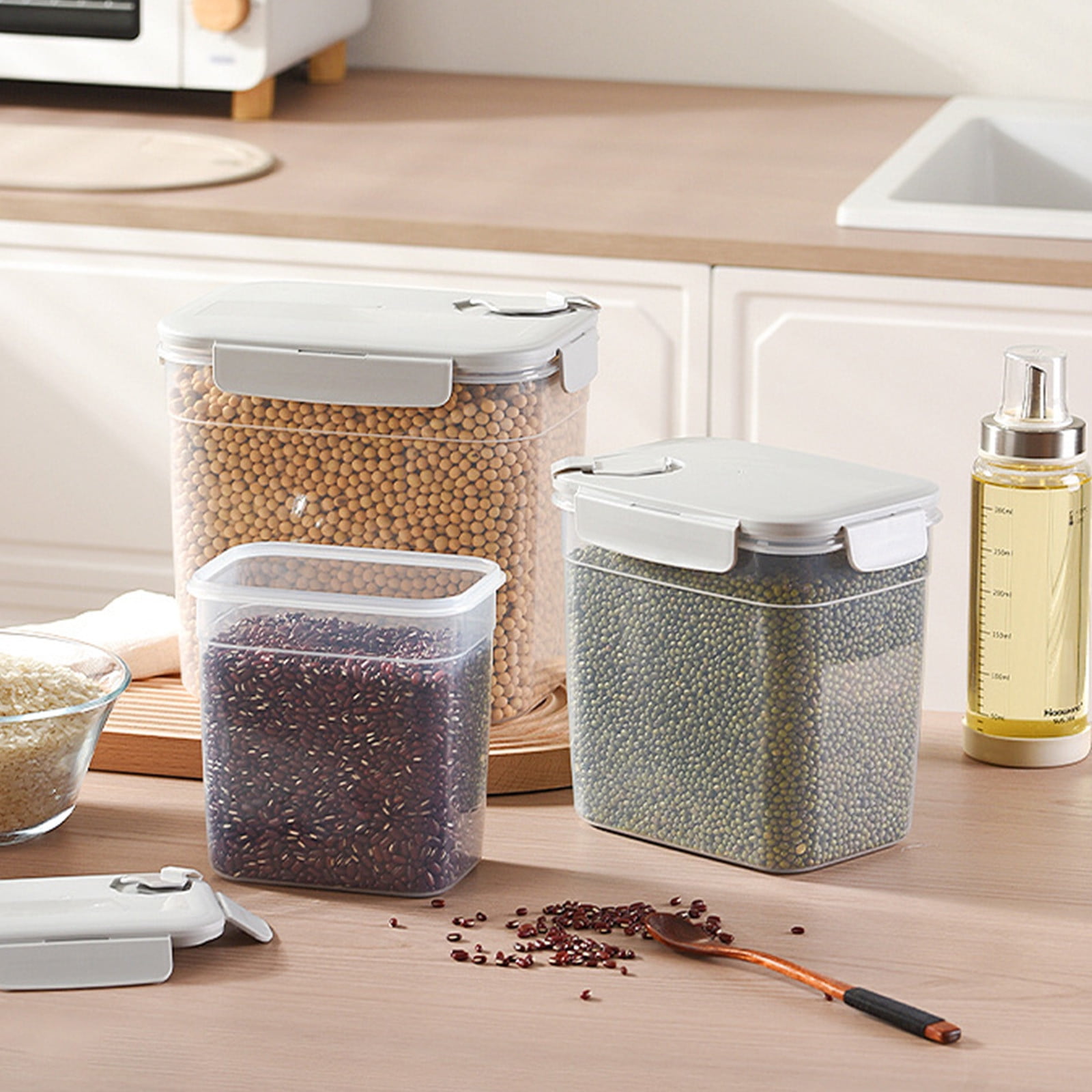 Plastic Humidity Proof Storage Jar, Large Capacity Dry Goods Organizer ...