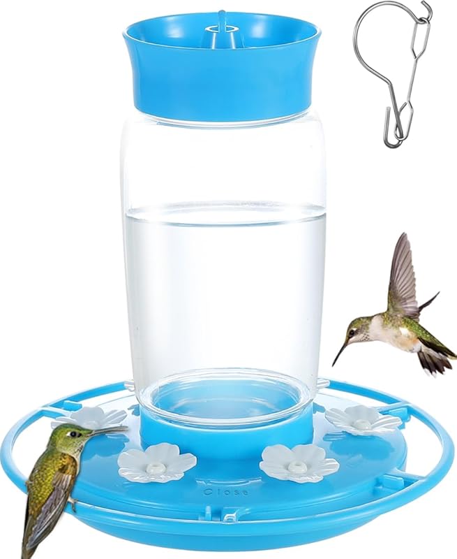 Plastic Hummingbird Feeder - 22oz Leakproof Outdoor, 6 Bee-Proof Ports ...