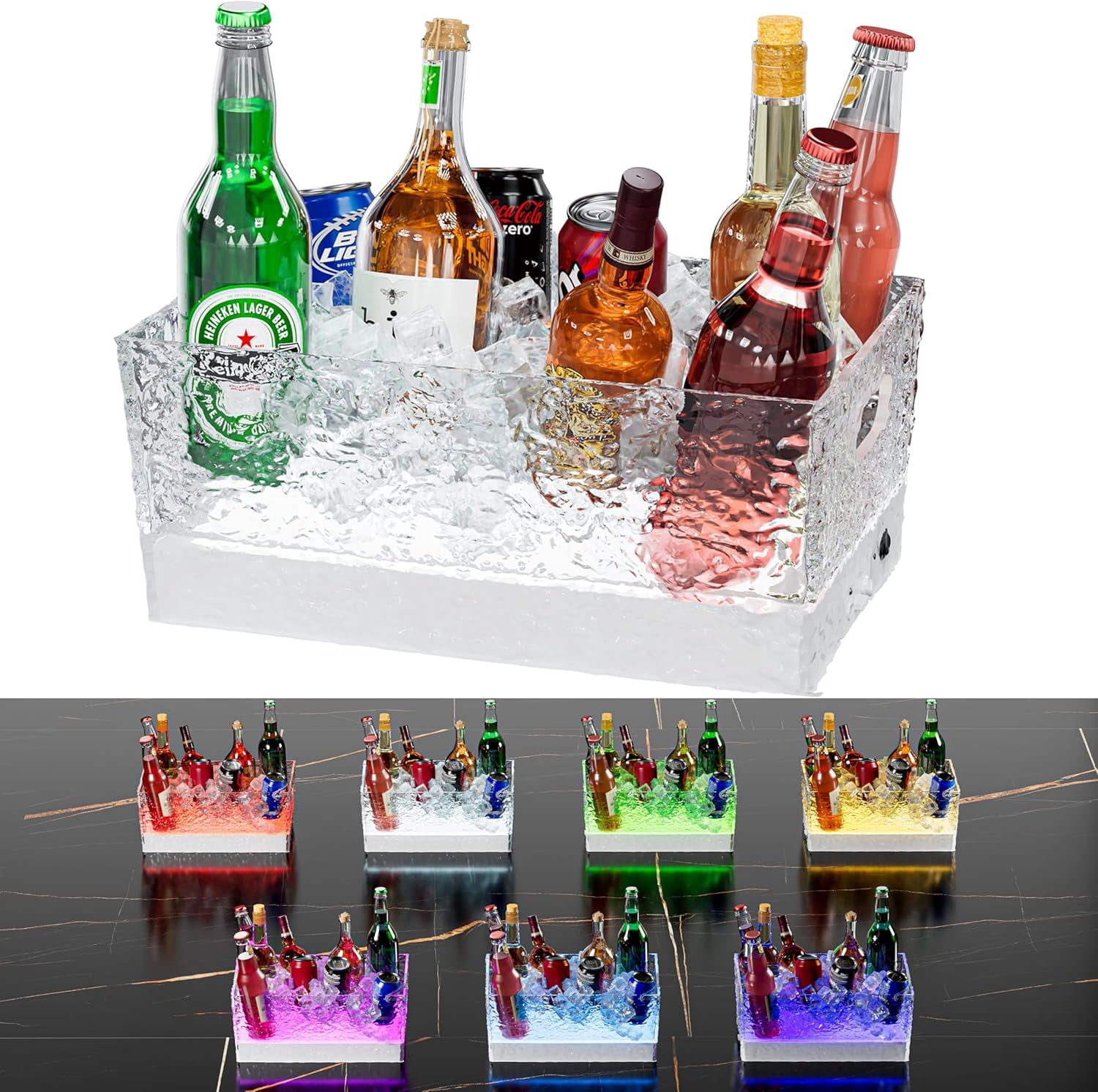 Plastic Ice Bucket Beverage Tubs for Parties, 15Liter / 4 Gallon Large ...