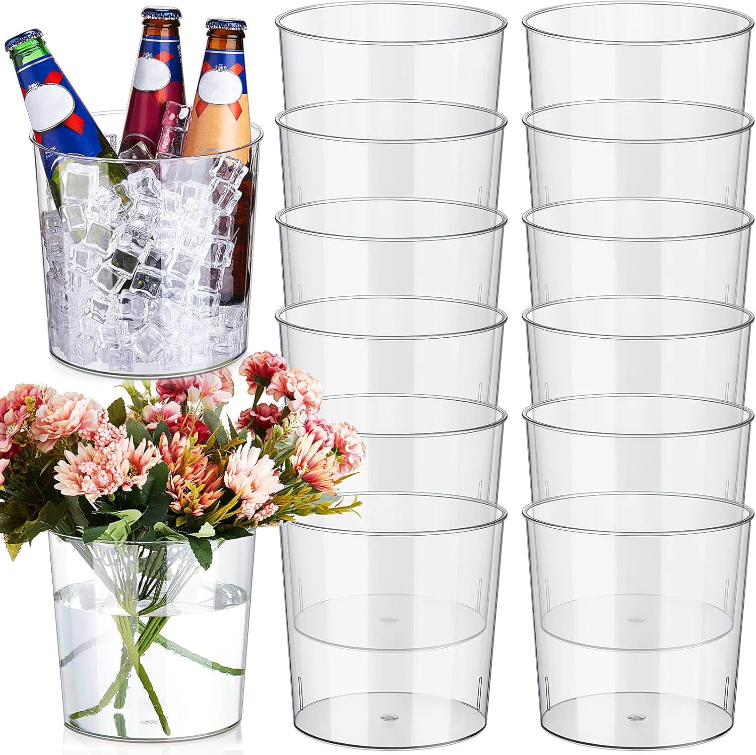 Plastic Ice Bucket Clear Flower Vases 6L Large Champagne Beer Buckets ...