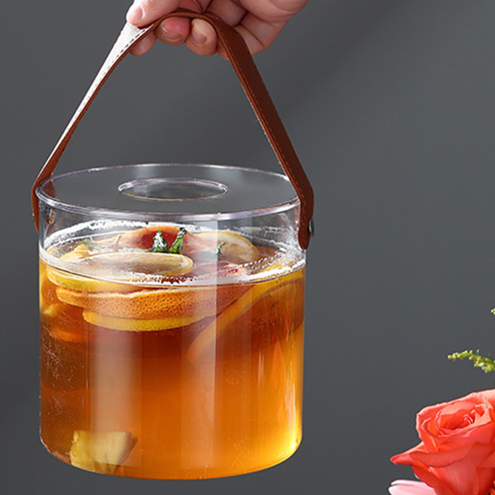 Plastic Ice Bucket Set of 2 | Champagne Wine Cooler with Lid | Clear ...