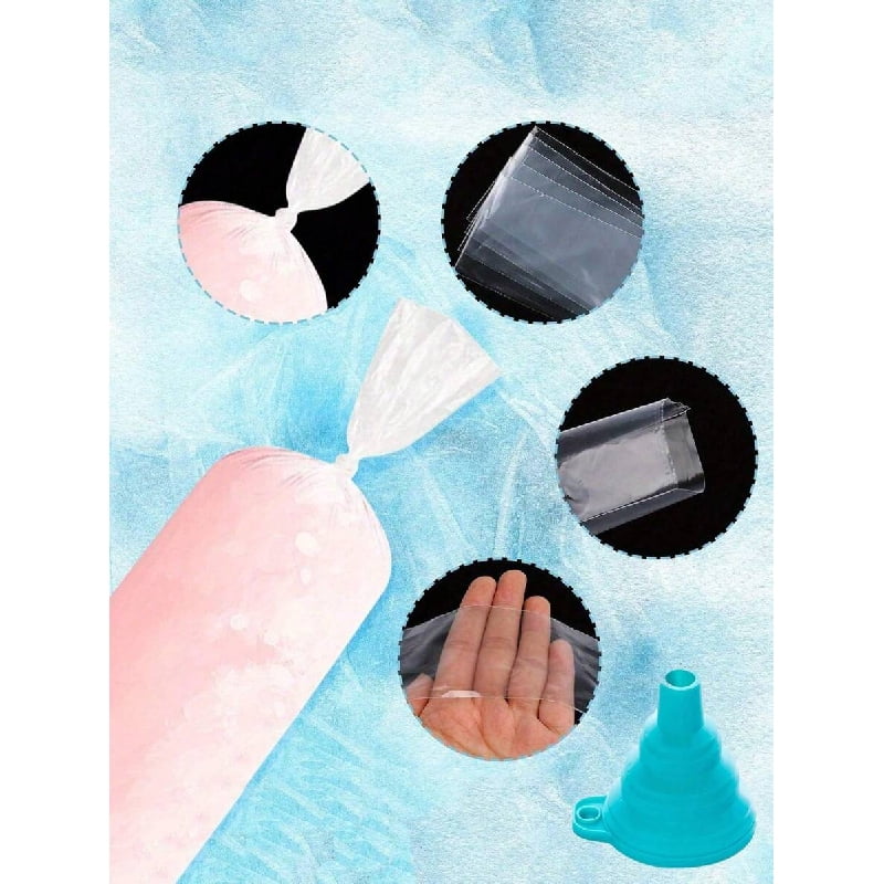 Plastic Ice Candy Bags with Funnel, 50/100pcs, 30cm*5.5cm - Rectangular Self-Sealing Lolly Bags ...