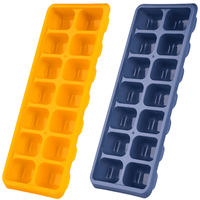 BPA-free Ice Tray Pack Of 2 White Plastic Ice Cube Trays - 14 Cubes ...