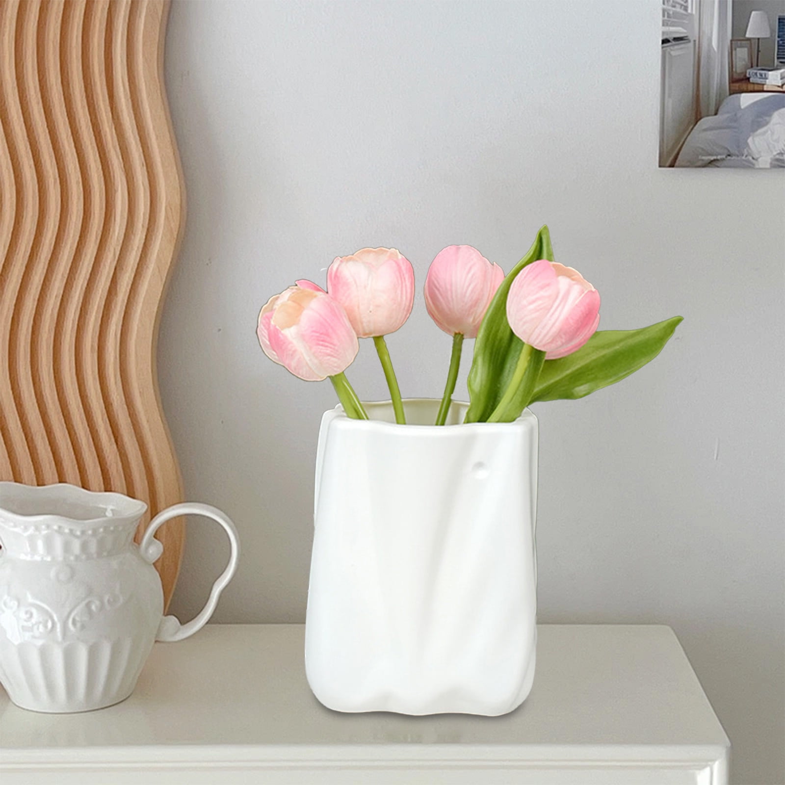 Plastic Imitation Glazed Flower Vase | Decorative Pot for Living Room ...