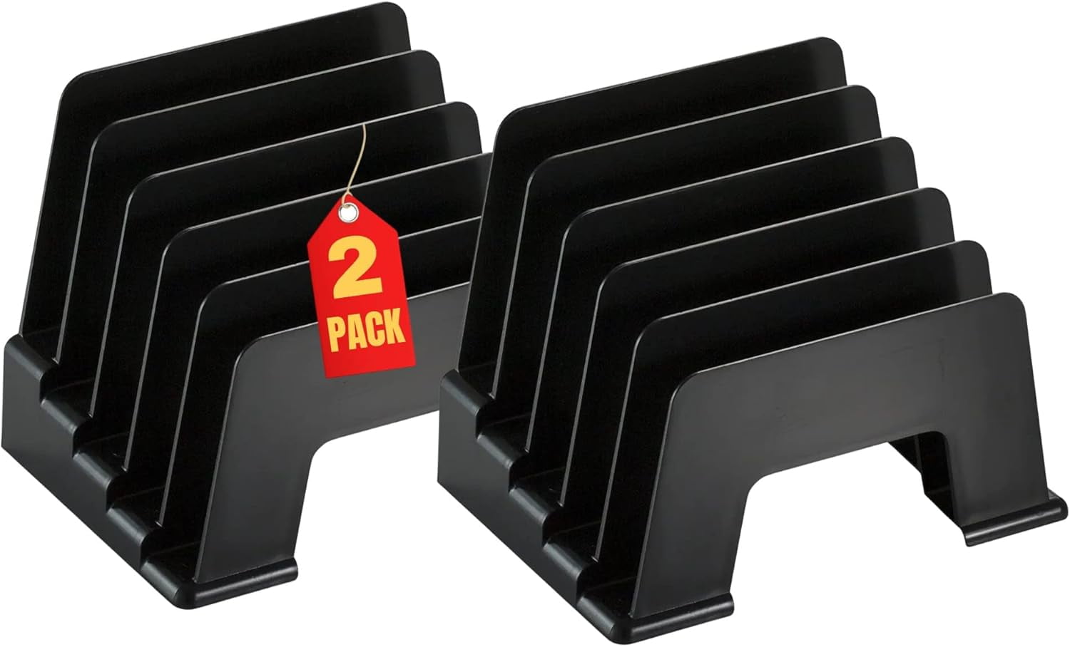 Plastic Incline Desktop File Sorter, 5 Compartments, Black - Walmart.com