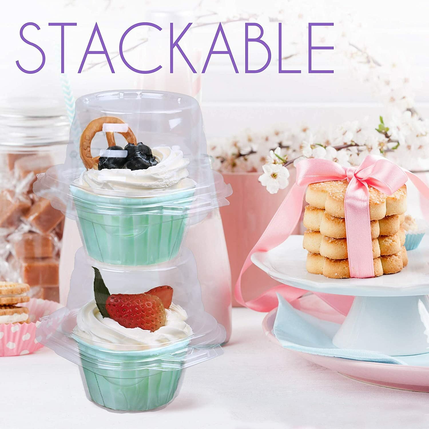 Plastic Individual 100x Cupcake Container Clear Boxes Single ...