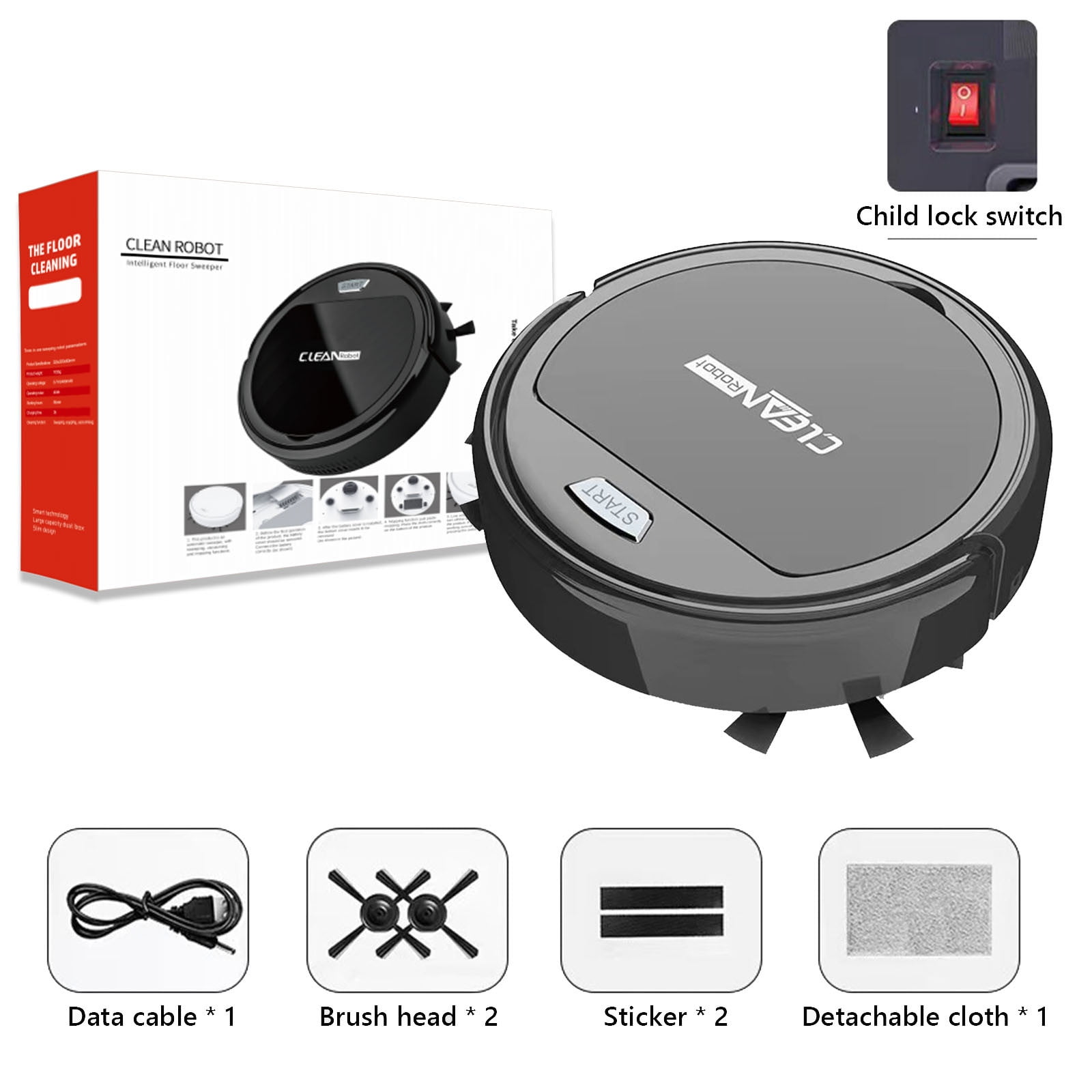 Plastic Intelligent Sweeper Robot Turbine Exhaust And Mop Combo, 3 In 1 ...