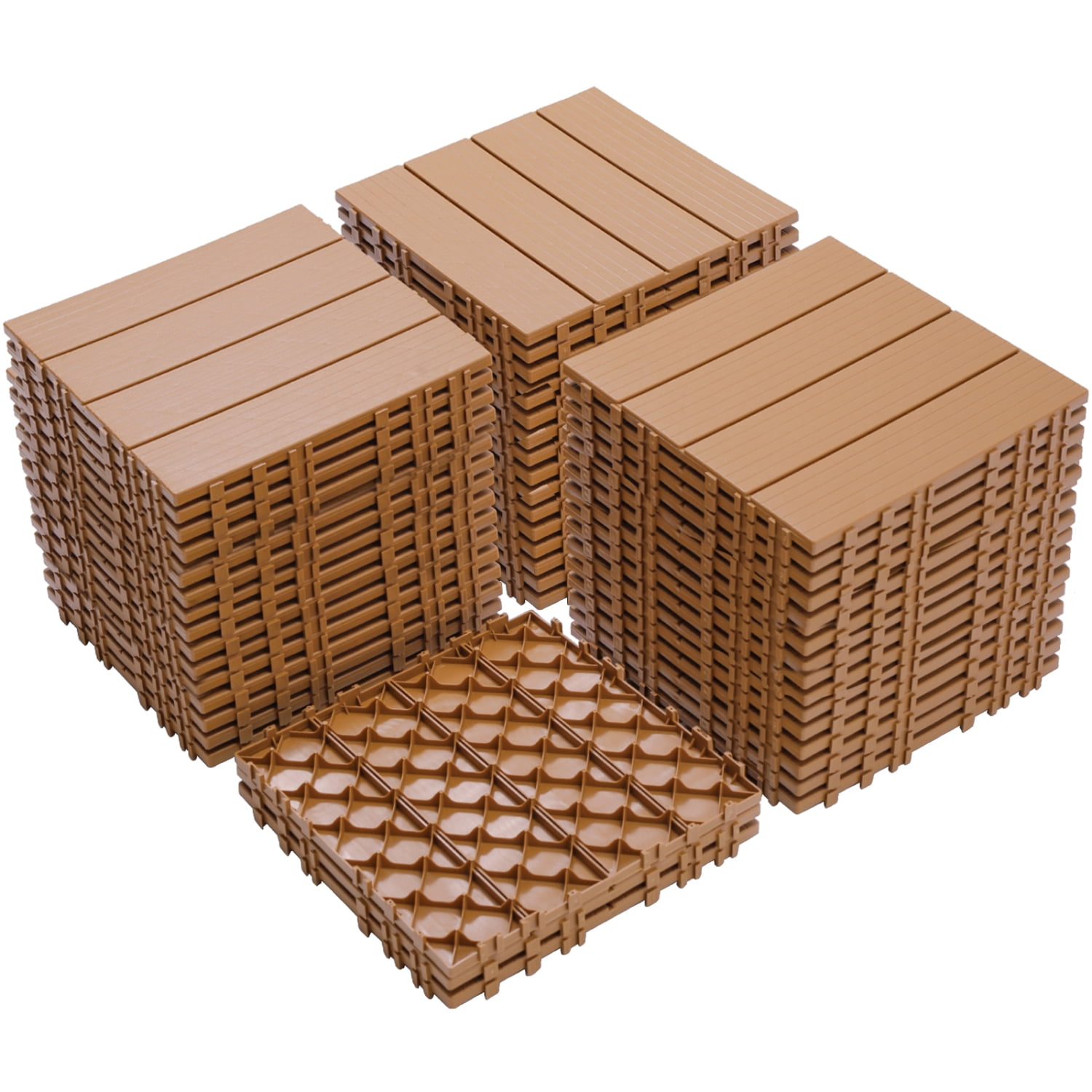 Plastic Interlocking Deck Tiles 11.8”x11.8”(Pack of 44) Patio Flooring ...