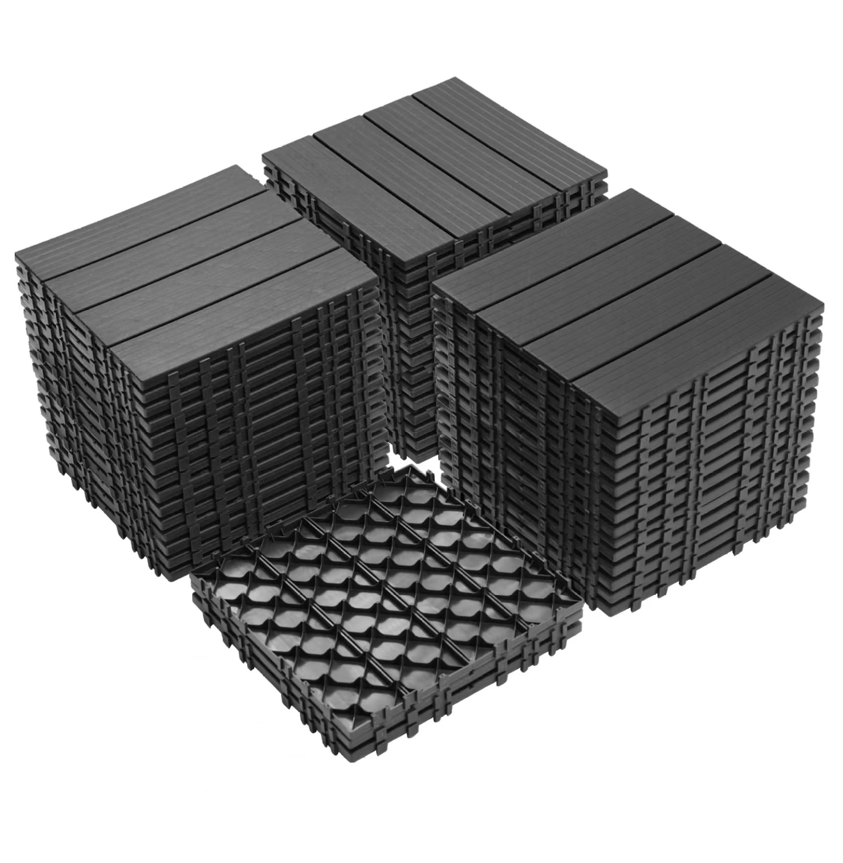 Plastic Interlocking Deck Tiles, 12.00"x12.00"(Pack of 44), Patio ...