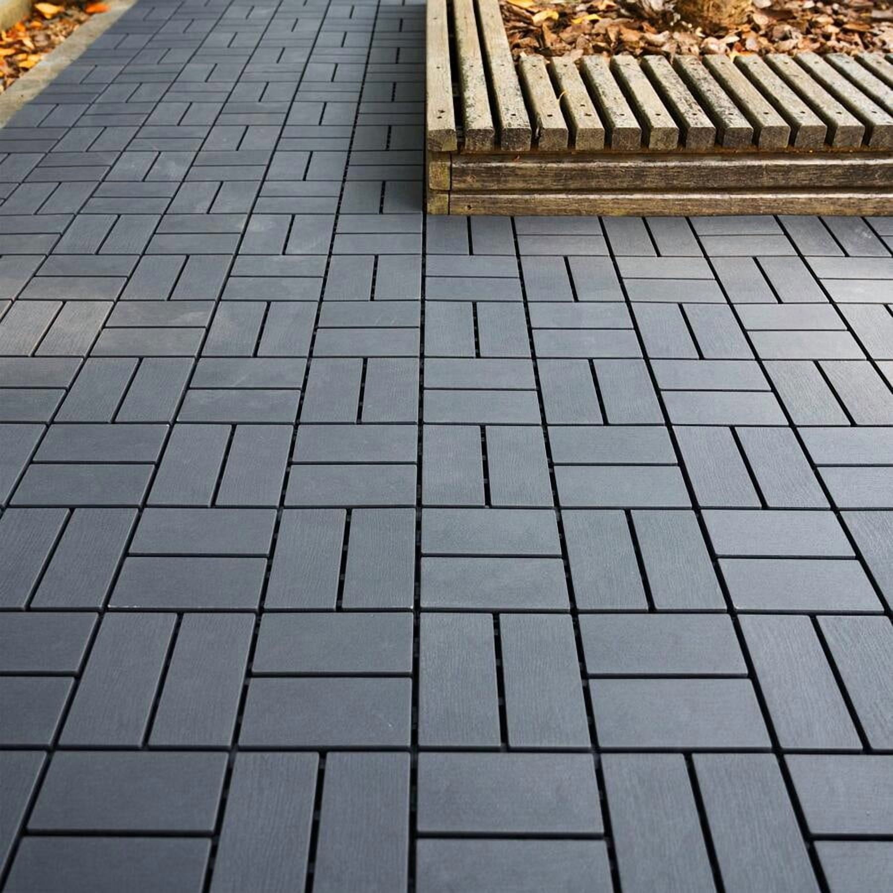 Plastic Interlocking Deck Tiles, 12"X12" Square Waterproof Patio Tiles ...